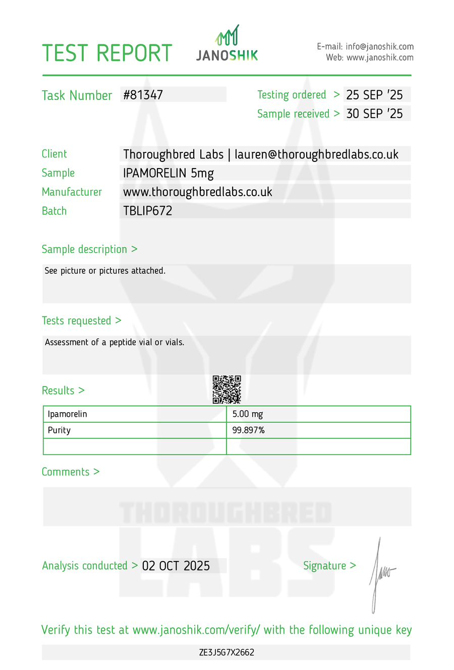 RESEARCH PEPTIDES – Thoroughbred Labs